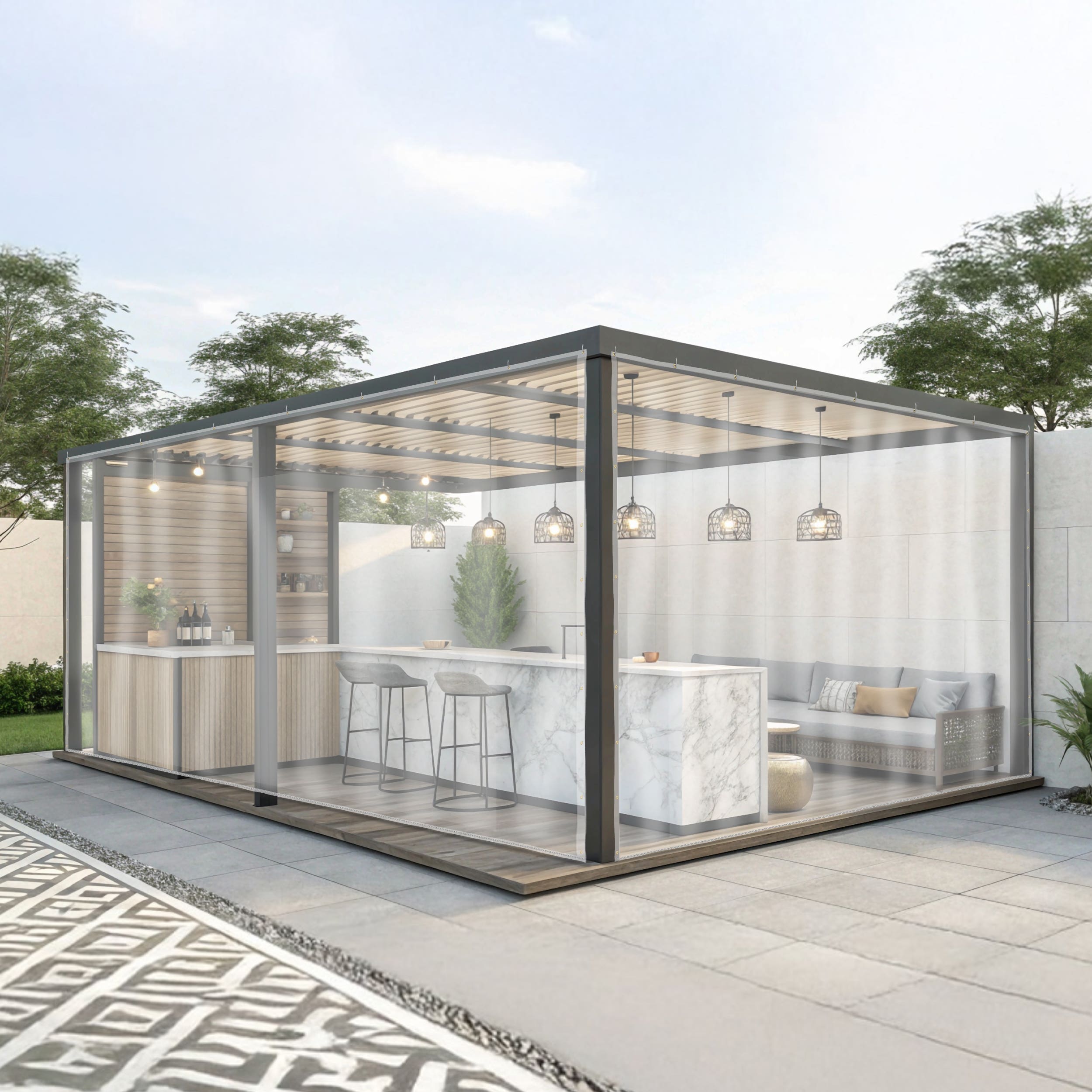 Buy Clear Vinyl Curtains - Outdoor Plastic Curtains | Covers & All